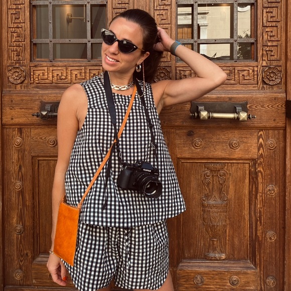 Ganni | Pants & Jumpsuits | Ganni Black And White Checkered Pantsuit ...